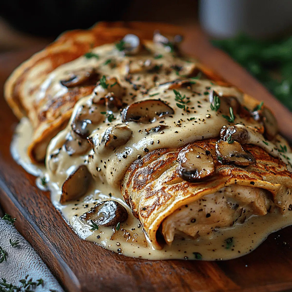 Délicieuses Crêpes Roulées Poulet Champignons Béchamel maison ...